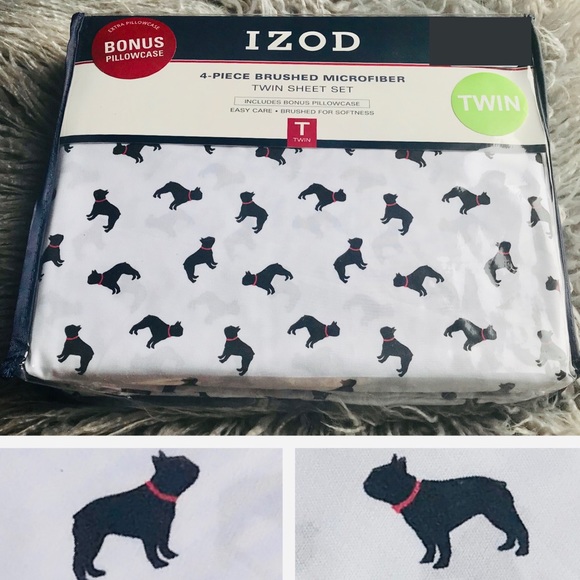 Izod | Bedding | Izod French Bulldog Frenchie Boston Twin Sheet Set ...